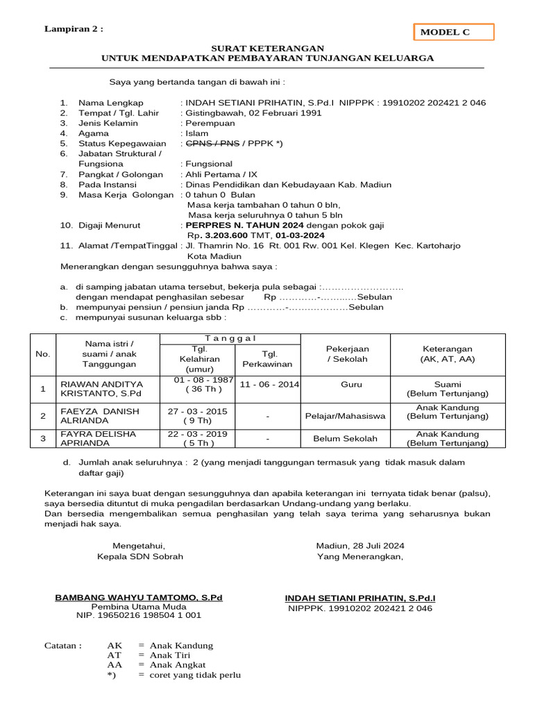 MODEL C PPPK Tahun 2024 | PDF