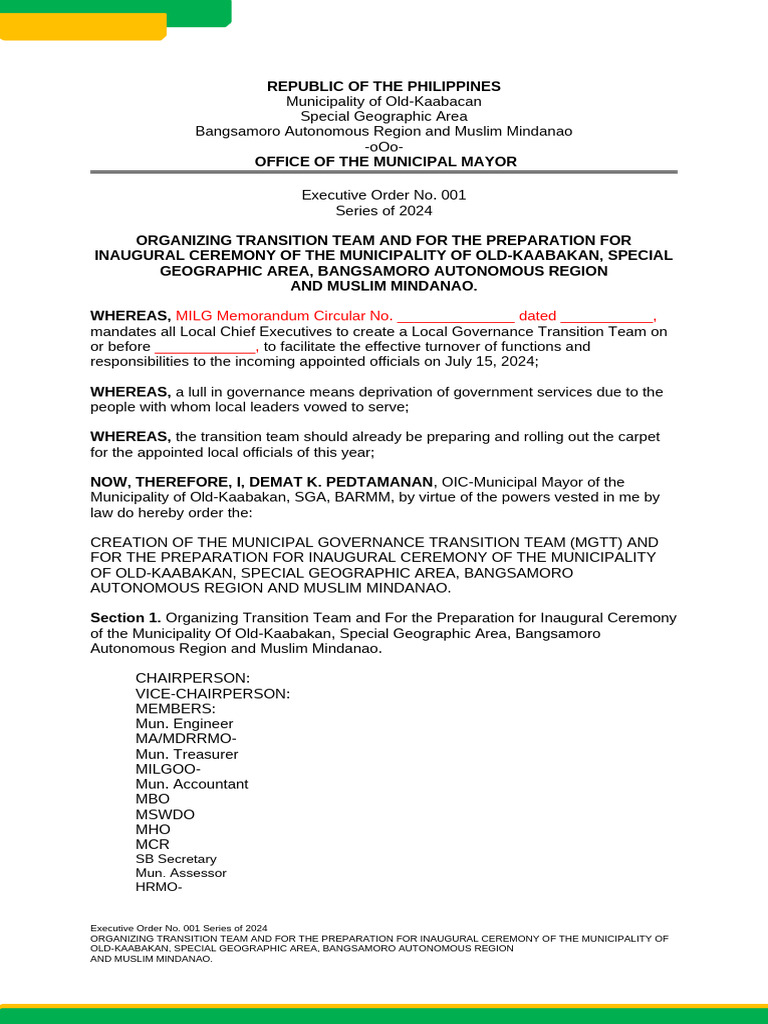 EXECUTIVE-ORDER-001 | PDF