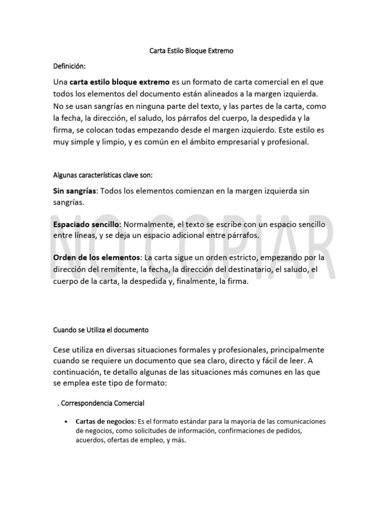 Carta Estilo Bloque Extremo | PDF