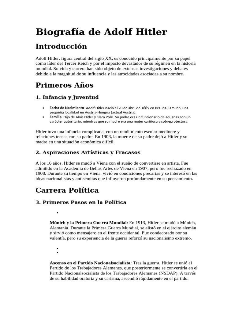 Biografía de Adolf Hitler | PDF