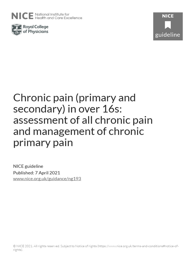 Chronic Pain Primary and Secondary in Over 16s Assessment of All ...