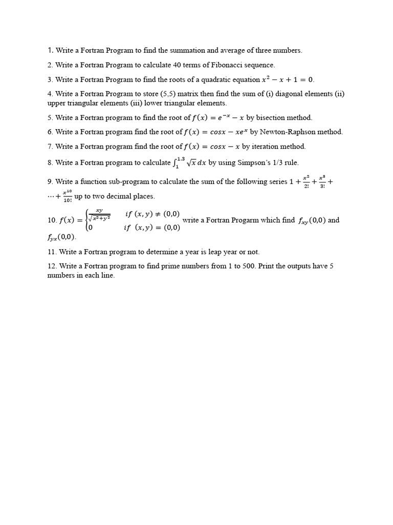 Assignment Fortran 2024 | PDF Assignment Fortran 2024 | PDF
