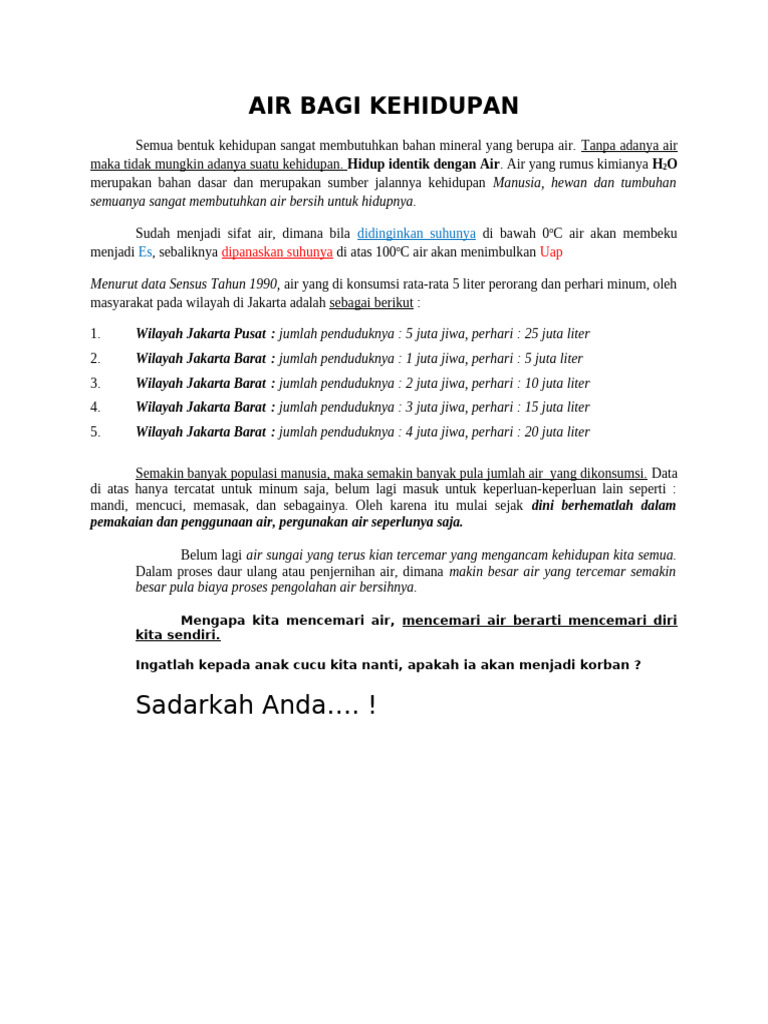 Air Bagi Kehidupan | PDF