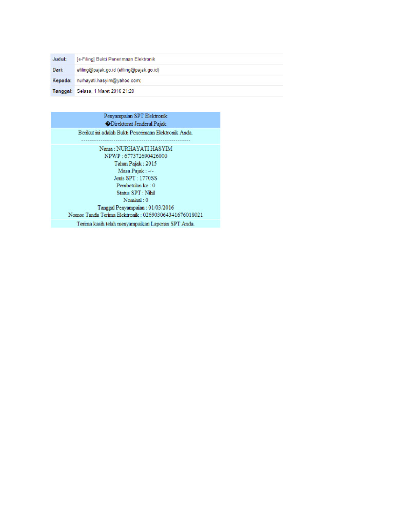 (E - Filing) Bukti Penerimaan Elektronik - Nurhayati. Hasyim@ | PDF