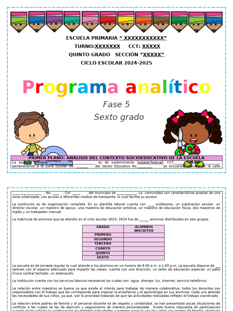 0001 Sexto Programa Analitico Materiales Educa | PDF