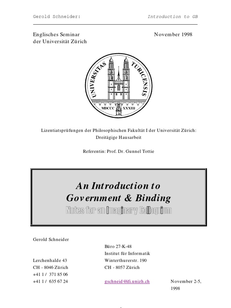 An Introduction To Government and Binding | Download Free PDF | Phrase ...