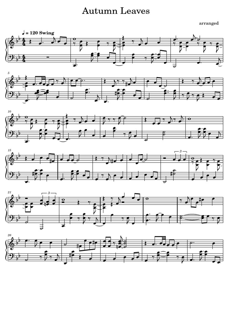 Autumn Leaves Jazz Piano | PDF