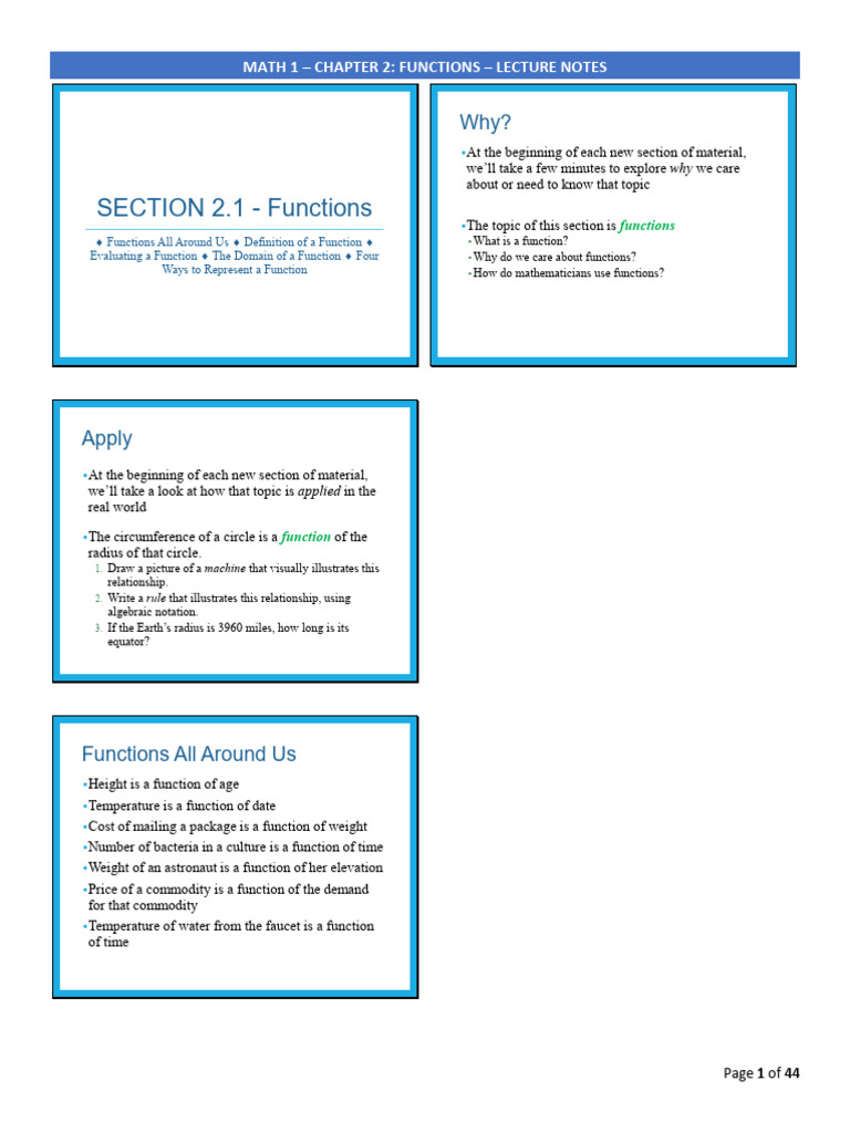 Chapter 2 - Student Handout | PDF | Function (Mathematics) | Teaching Methods & Materials
