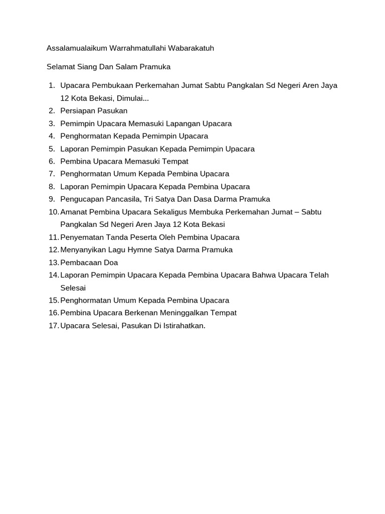 Susunan Upacara Perjusa | PDF