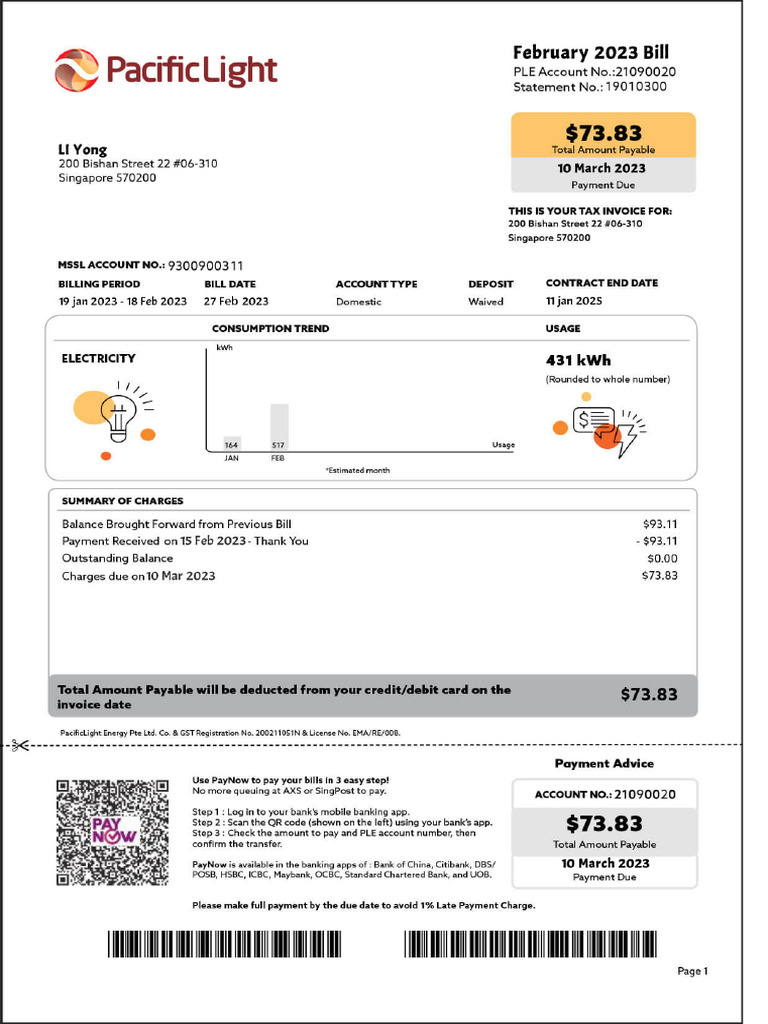 PacificLight Bill | PDF