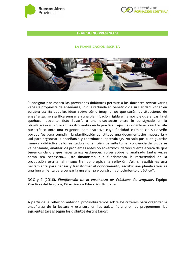 Trabajo No Presencial - Consigna PDL-EP | PDF | Enseñando | Evaluación