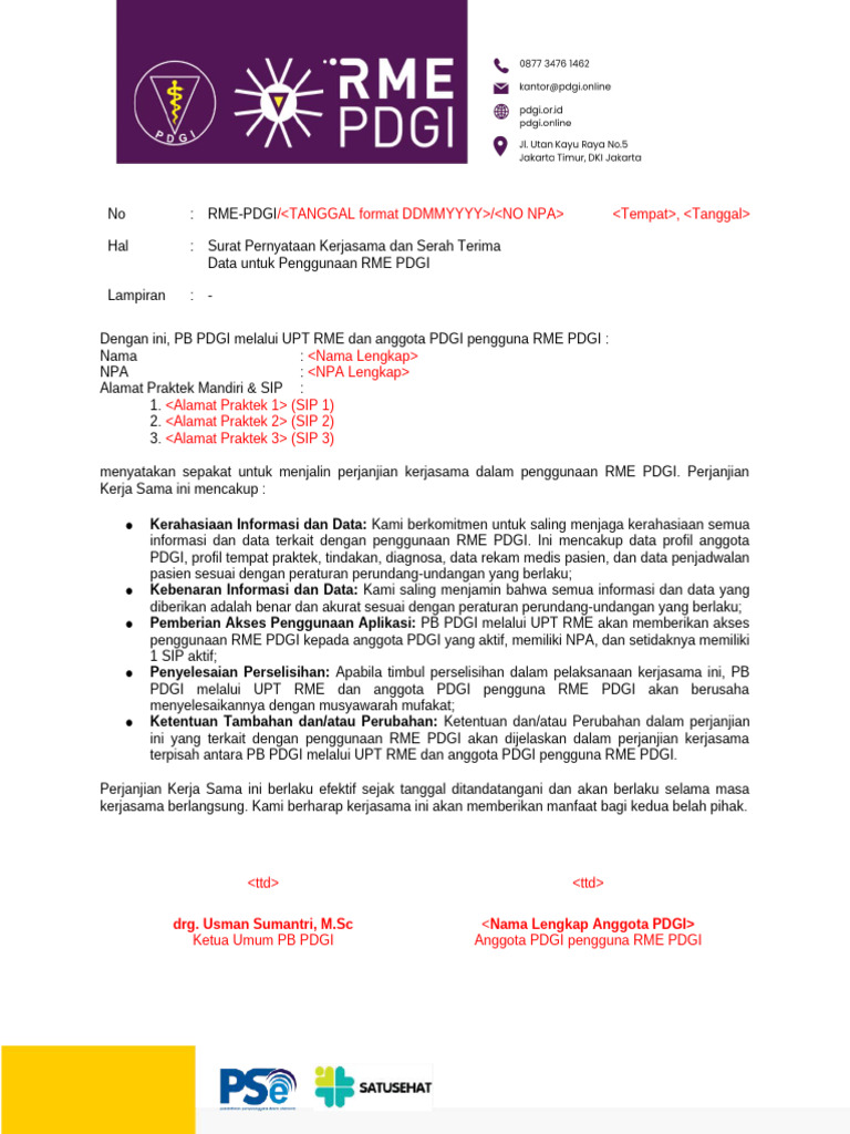 (TEMPLATE DOKUMEN) PKS RME PDGI v2 | PDF