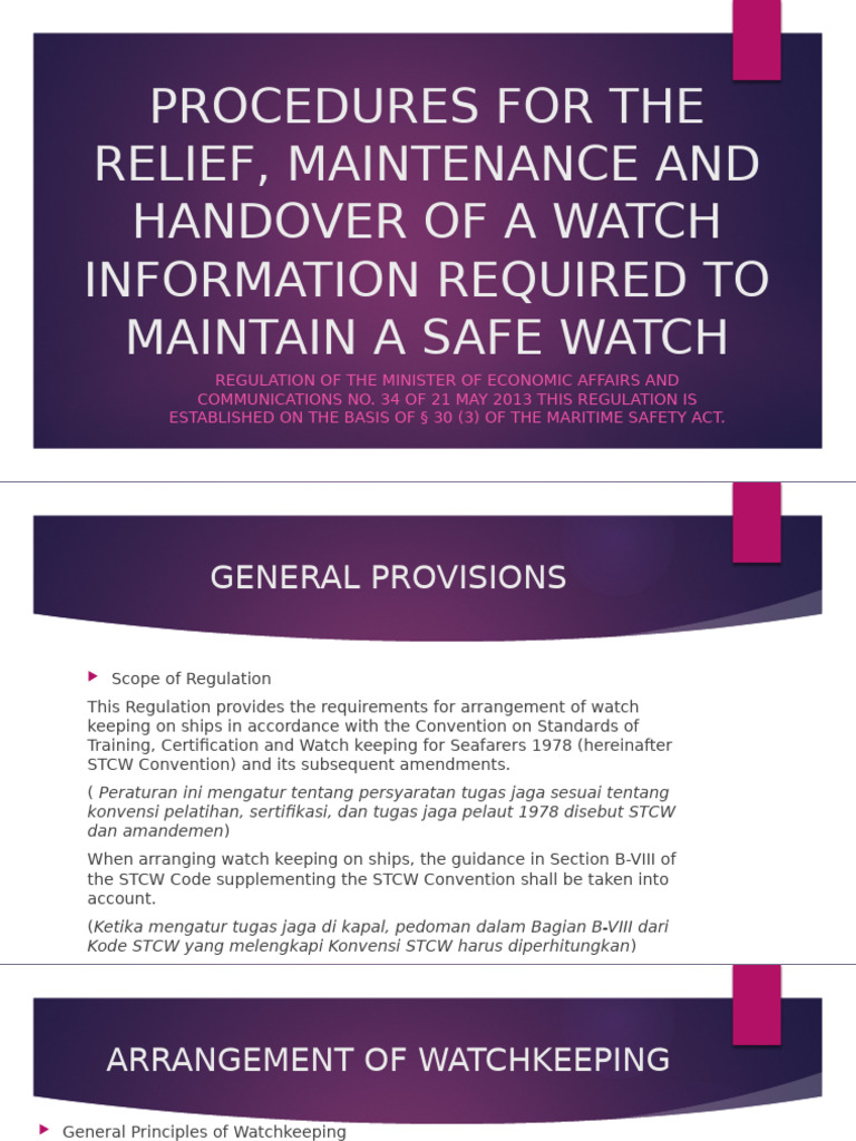 Procedures For The Relief, Maintenance and Handover | PDF