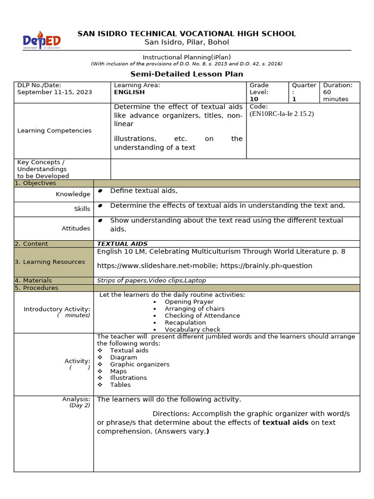 Lesson Plan English 3 | PDF