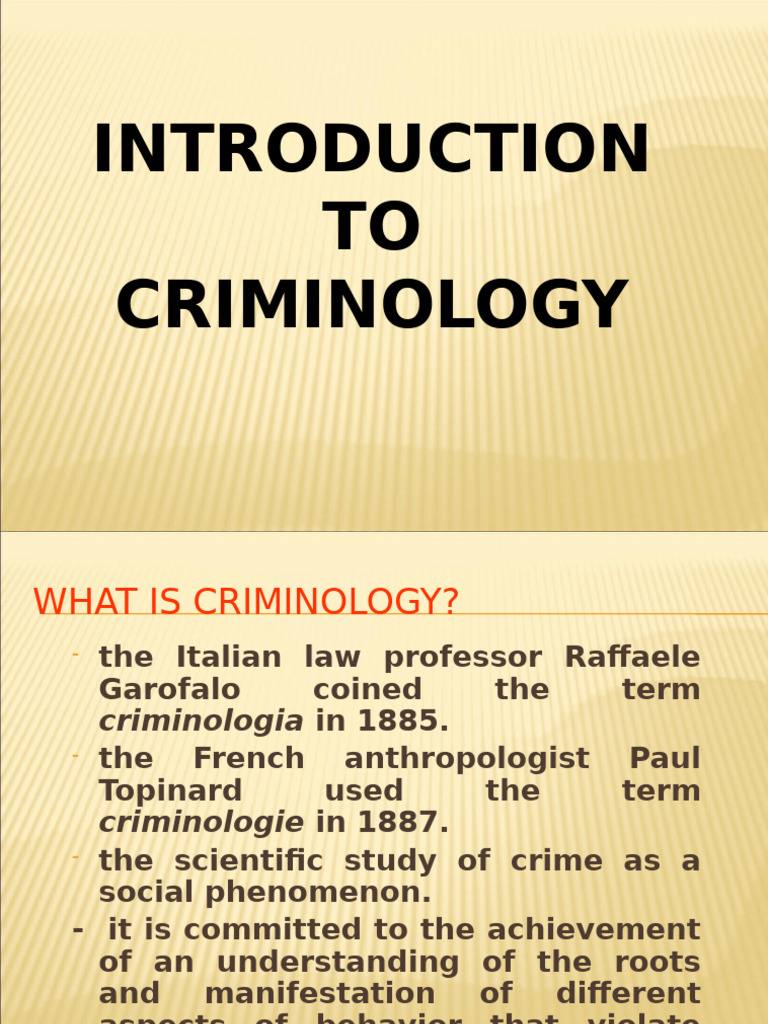 Introduction To Criminology | PDF