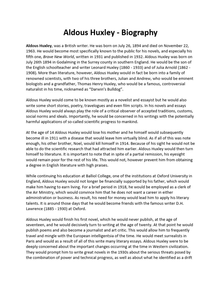 Huxley Biography | PDF