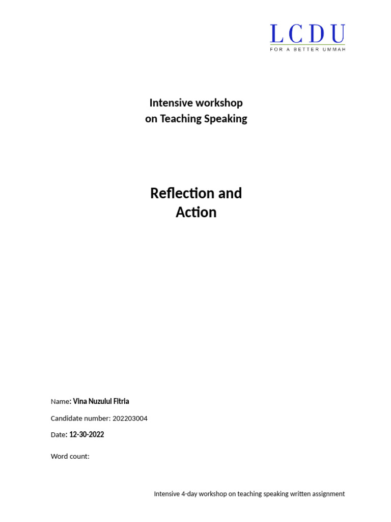 Vina NF - Reflection and Action Assignment | PDF