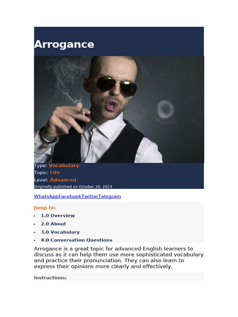 Arrogance | PDF