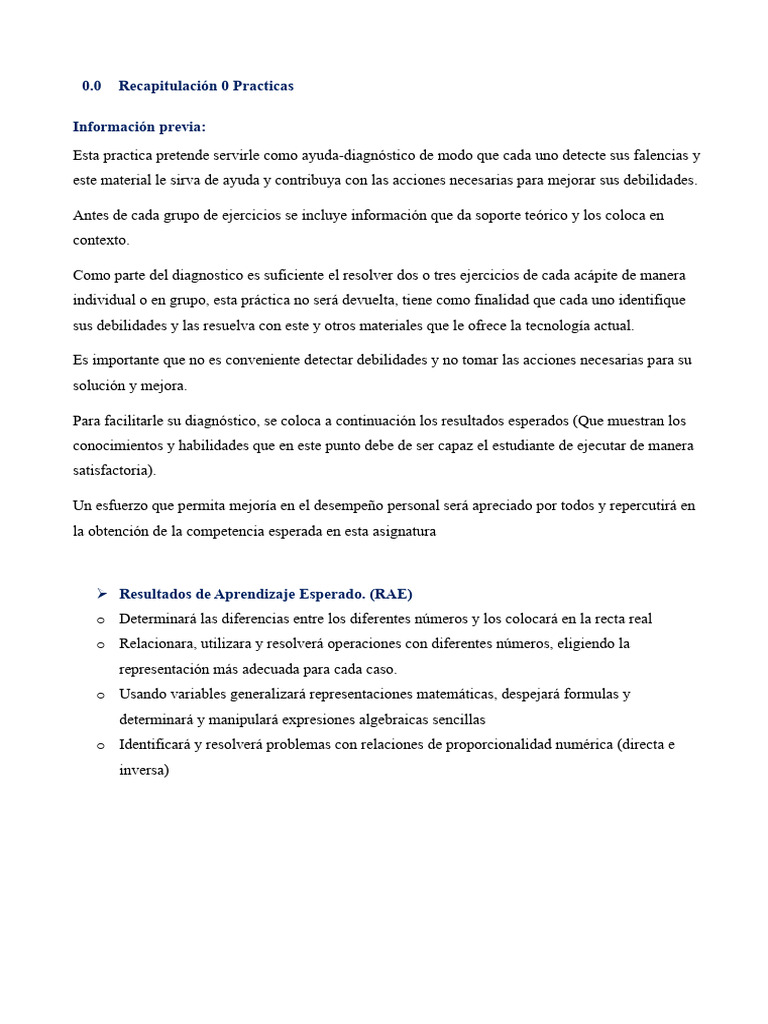 Practicas Recapitulación 2024 Unidad 0 8 Agosto | PDF