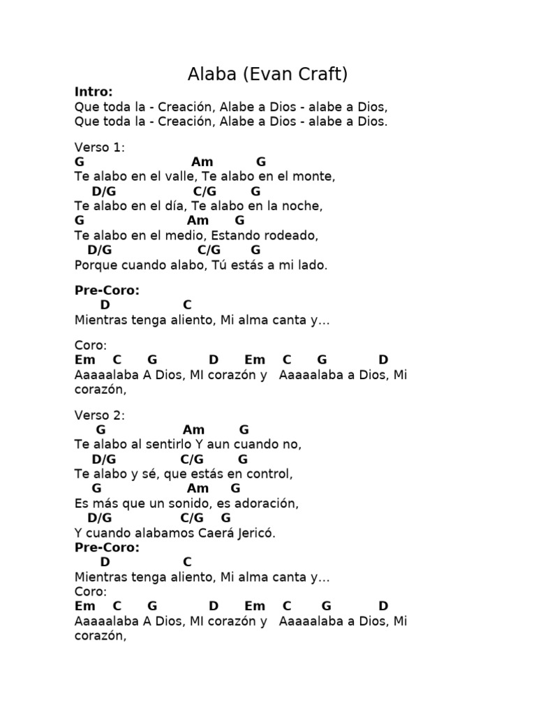 Acordes y Letra de "Alaba" | PDF