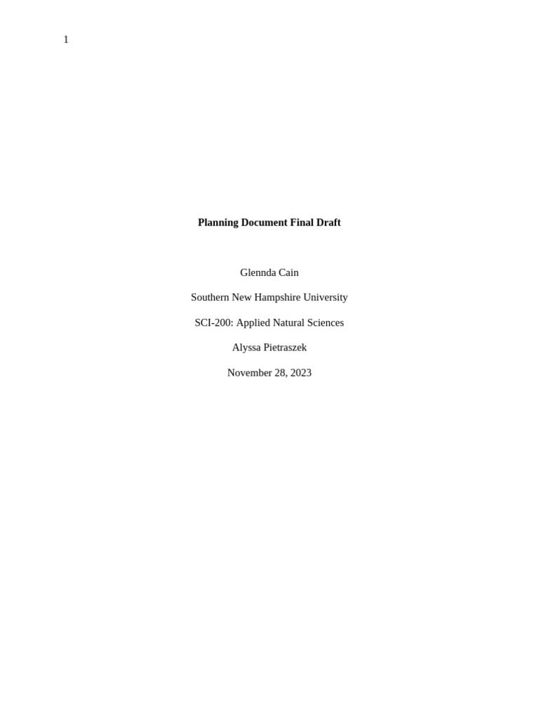 ' Planning - Document - Final - Draft | PDF