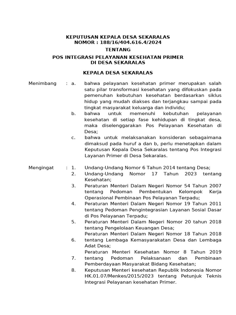 Contoh SK Pos ILP Desa | PDF