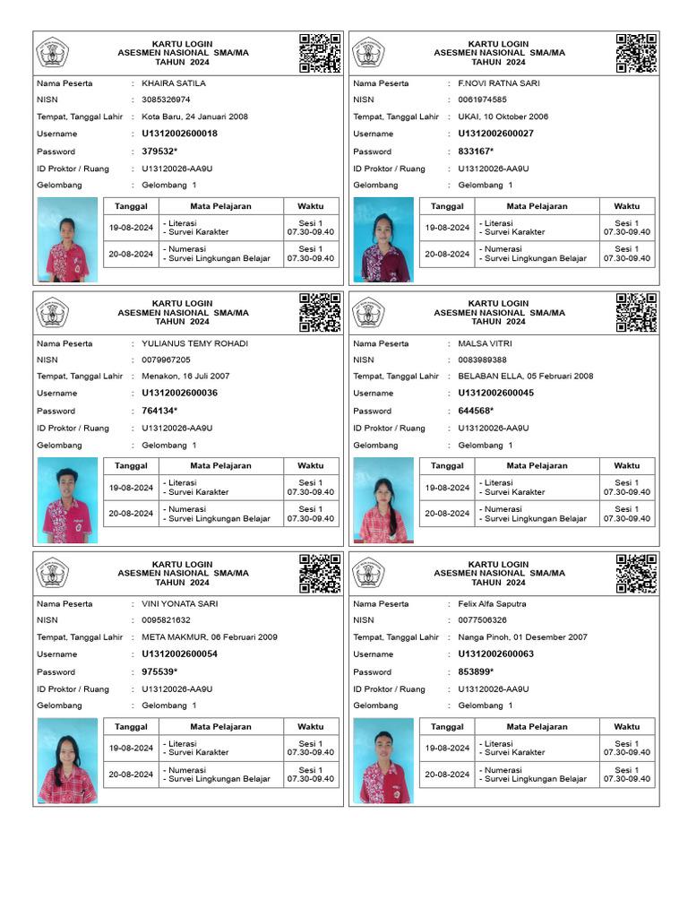 Kartu Login ANBK 2024 | PDF