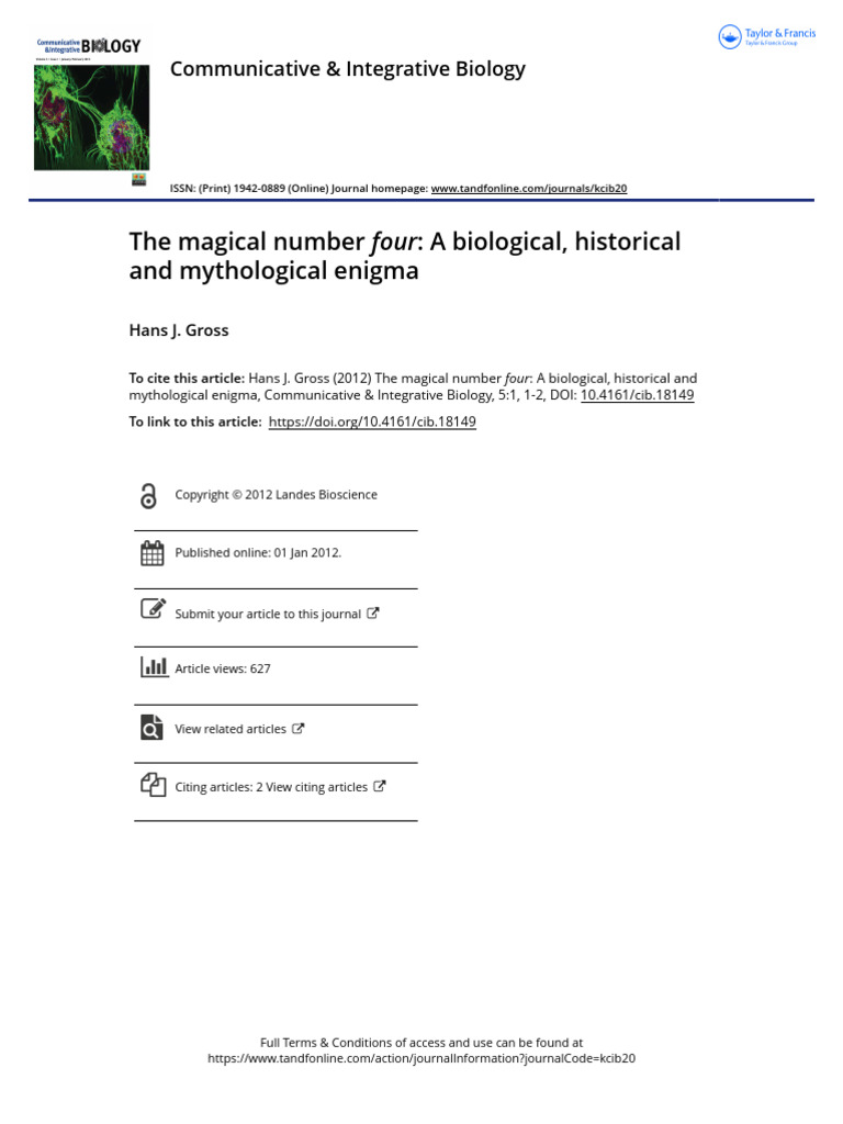 The Magical Number Four A Biological Historical and Mythological Enigma ...