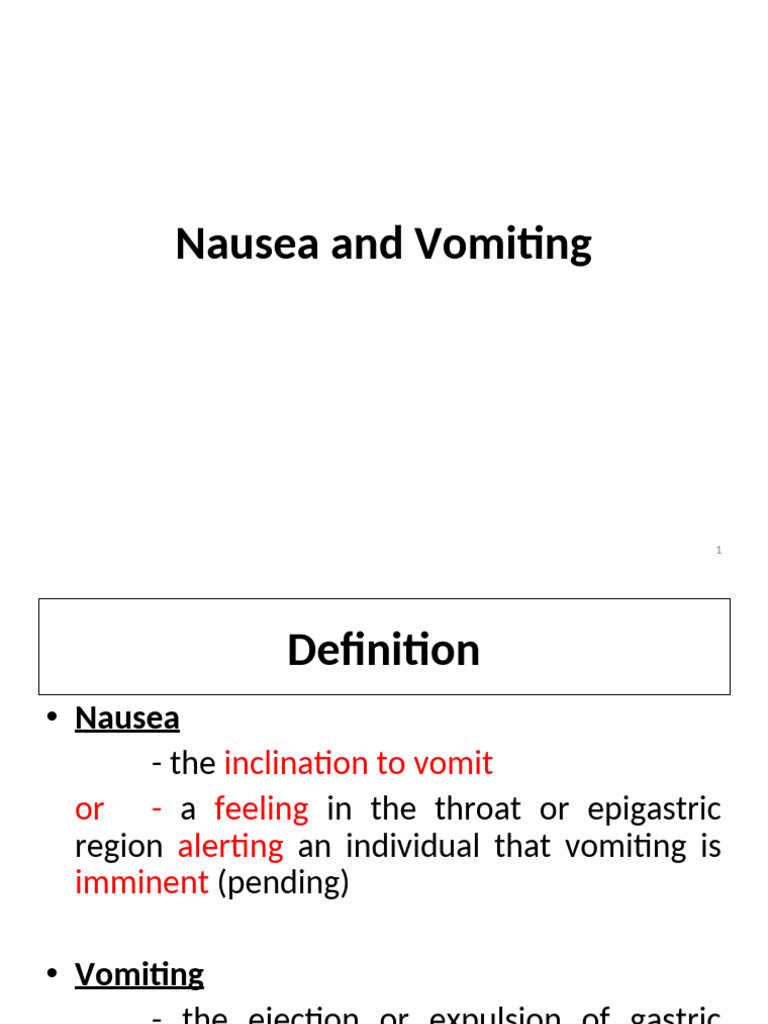 Nausea and Vomiting | PDF