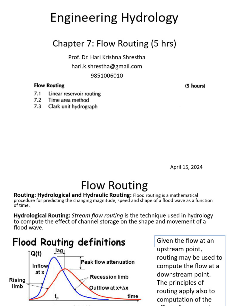 Topic 5 Engineering Hydrology_Hydrological Routing | PDF