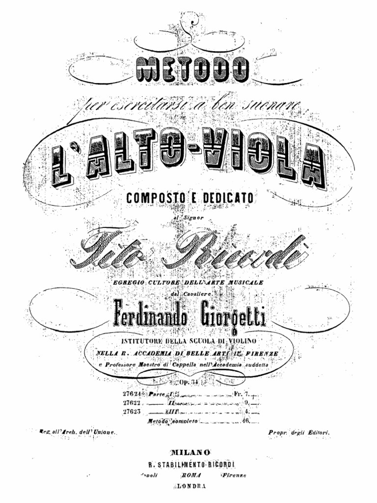 Giorgetti Metodo Per L Alto Viola | PDF