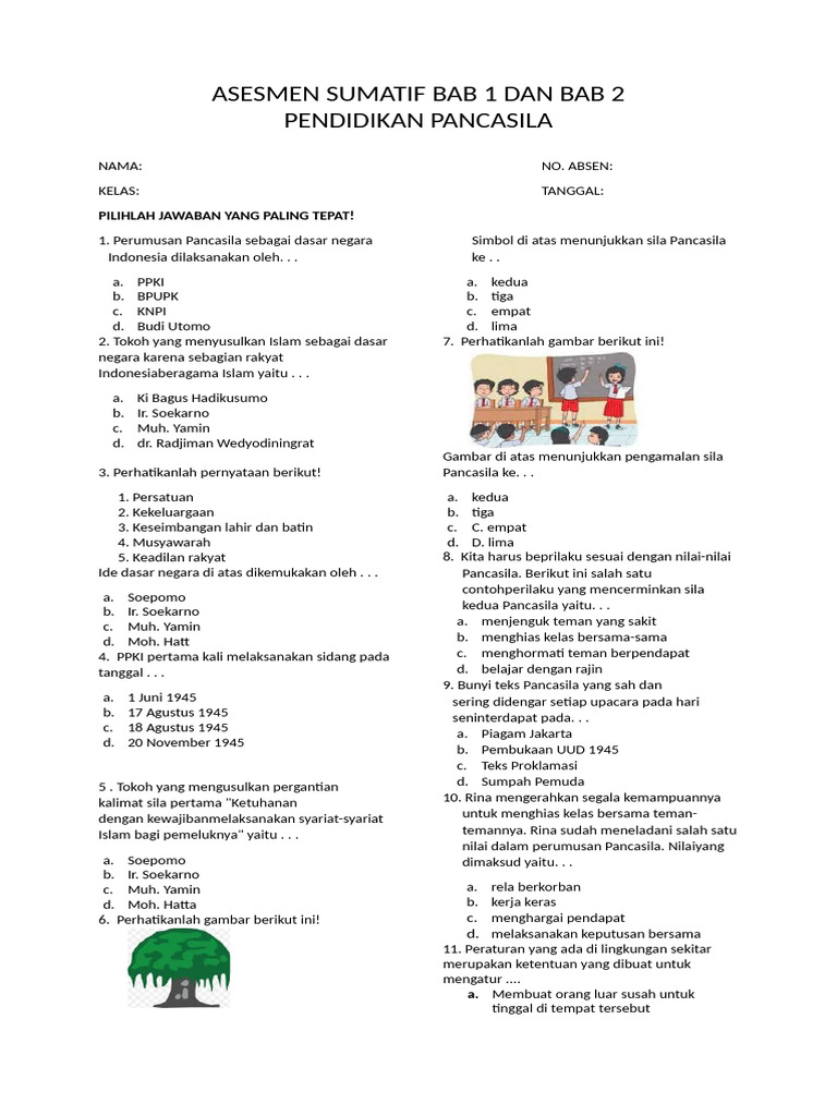 ASESMEN SUMATIF BAB 1 DAN BAB 2 | PDF
