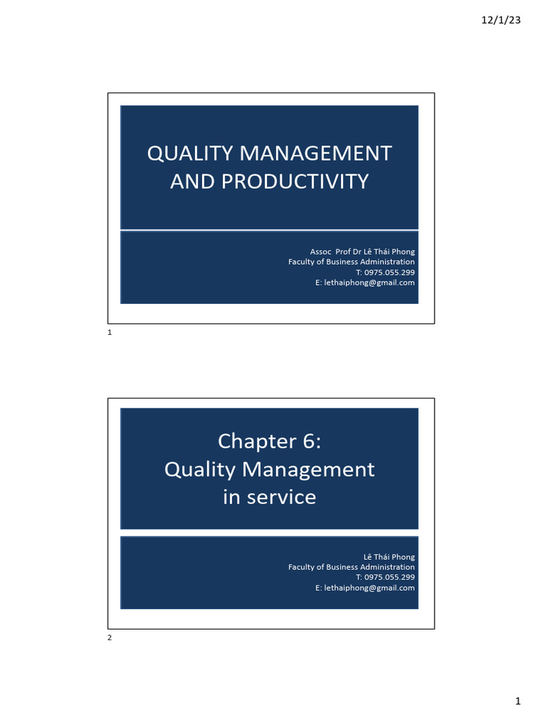 QM-c7 - Quality Management in Service Handout | PDF