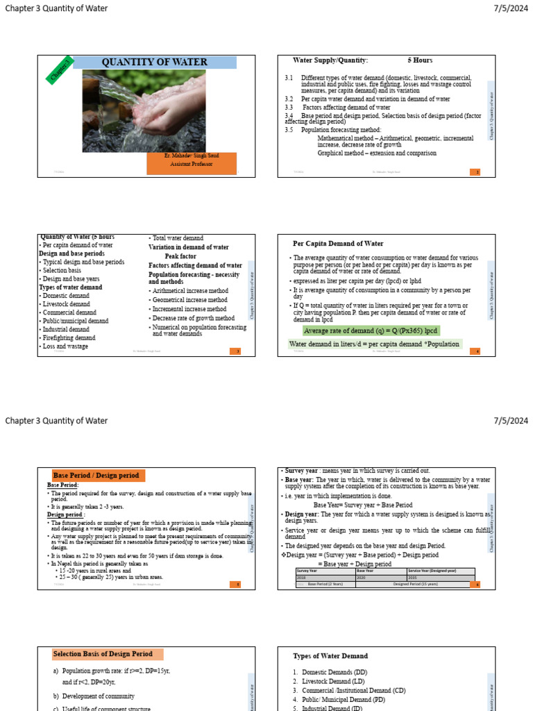 Chapter 3 QUANTITY OF WATER | PDF