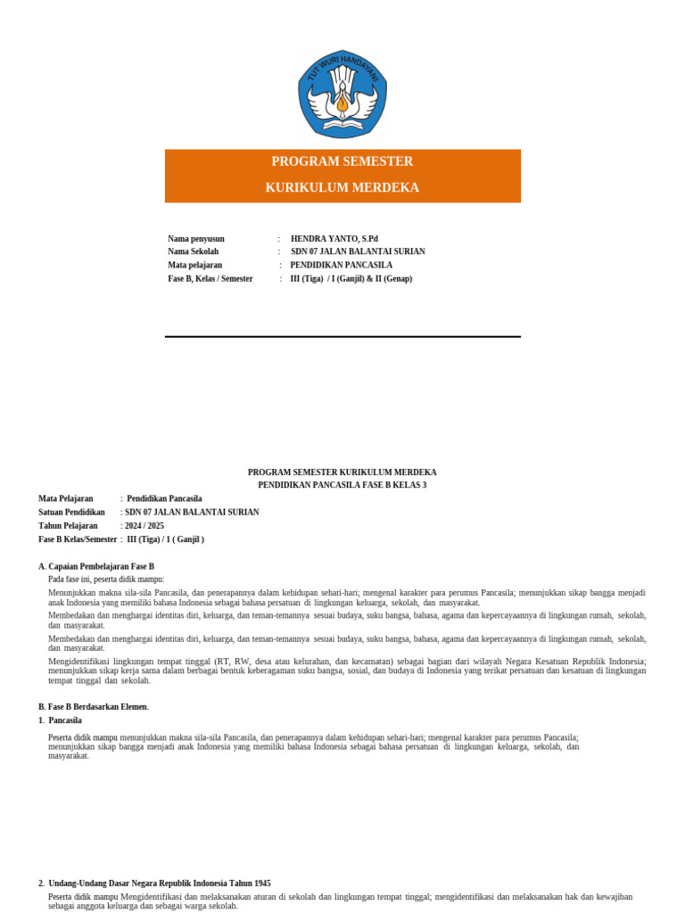 Promes PKKN Kelas 3 | PDF