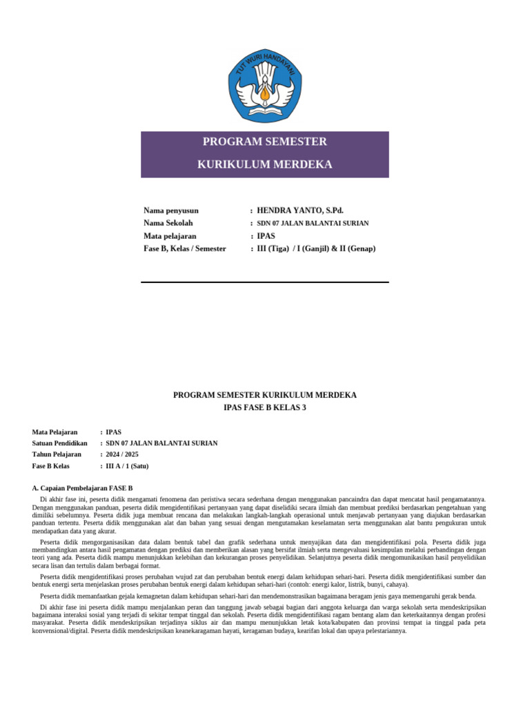 Promes Ipas Kelas 3 | PDF