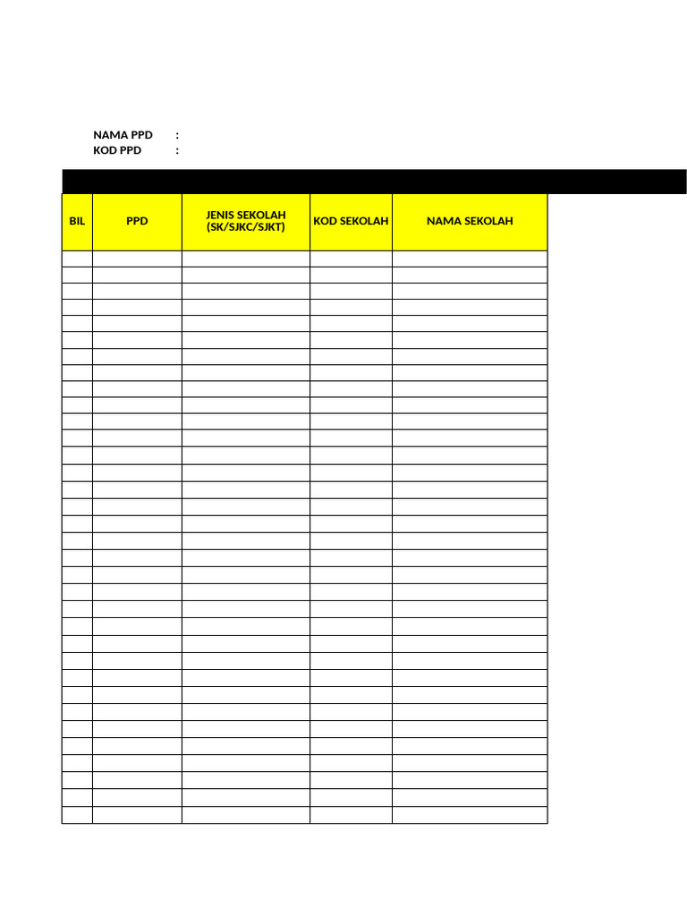 Borang A3 Senarai Penerima RMT Tahun 1 Hingga Tahun 6 Bagi Tahun | PDF