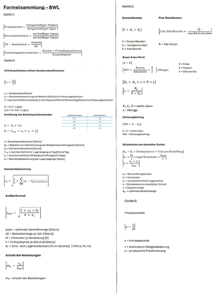 Formelsammlung 2 | PDF
