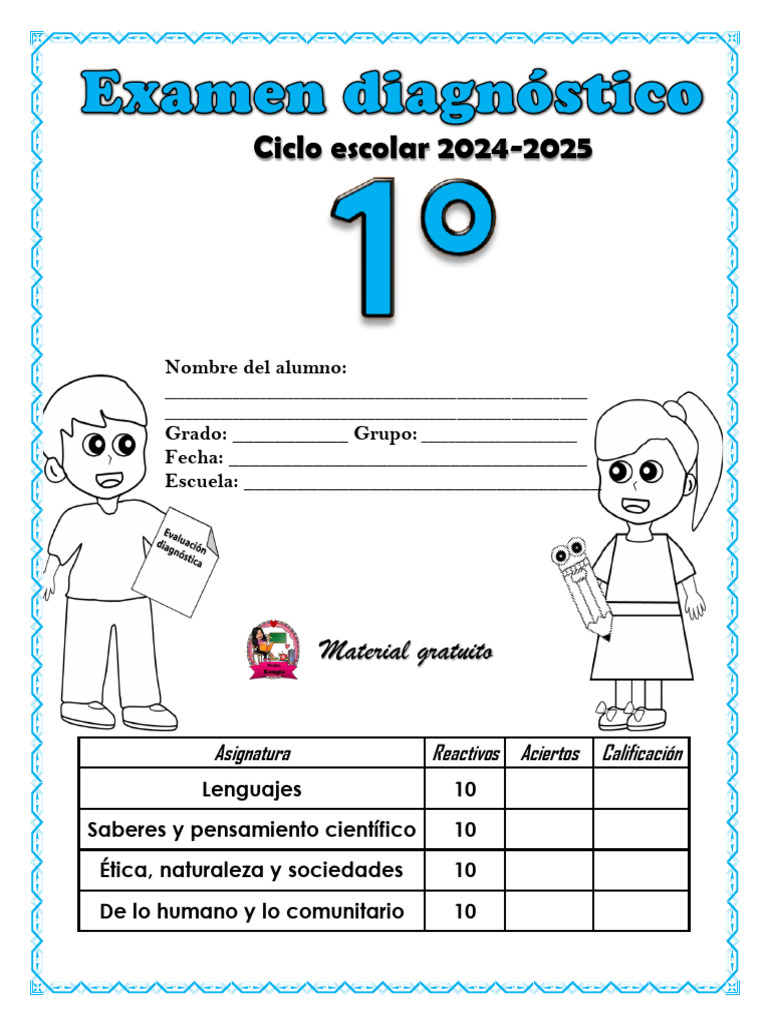 1° Examen Diagnóstico Profa. Kempis | PDF