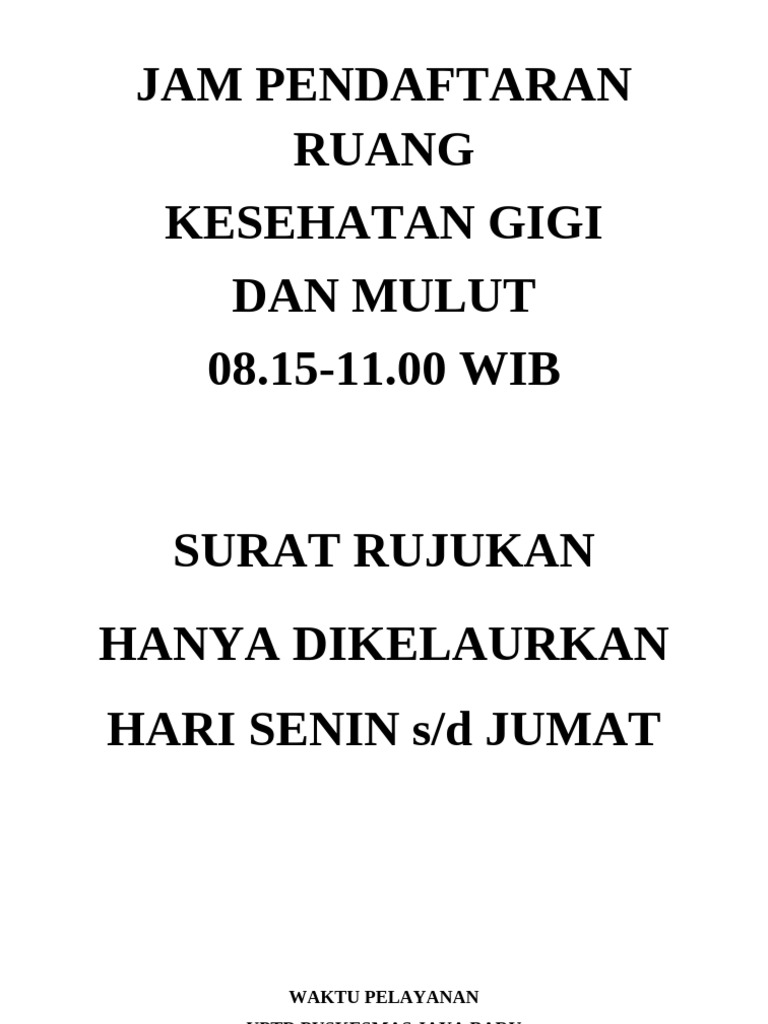 Jam Pendaftaran Ruang | PDF
