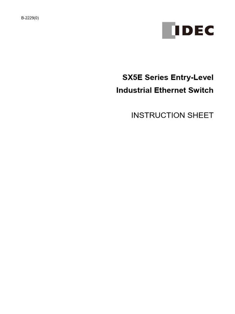 IDEC SX5E Unmanaged Switches Instruction Sheet | PDF