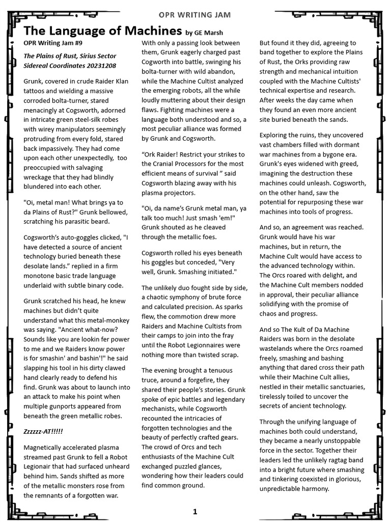OPR Writing Jam #9 - The Language of Machines | PDF