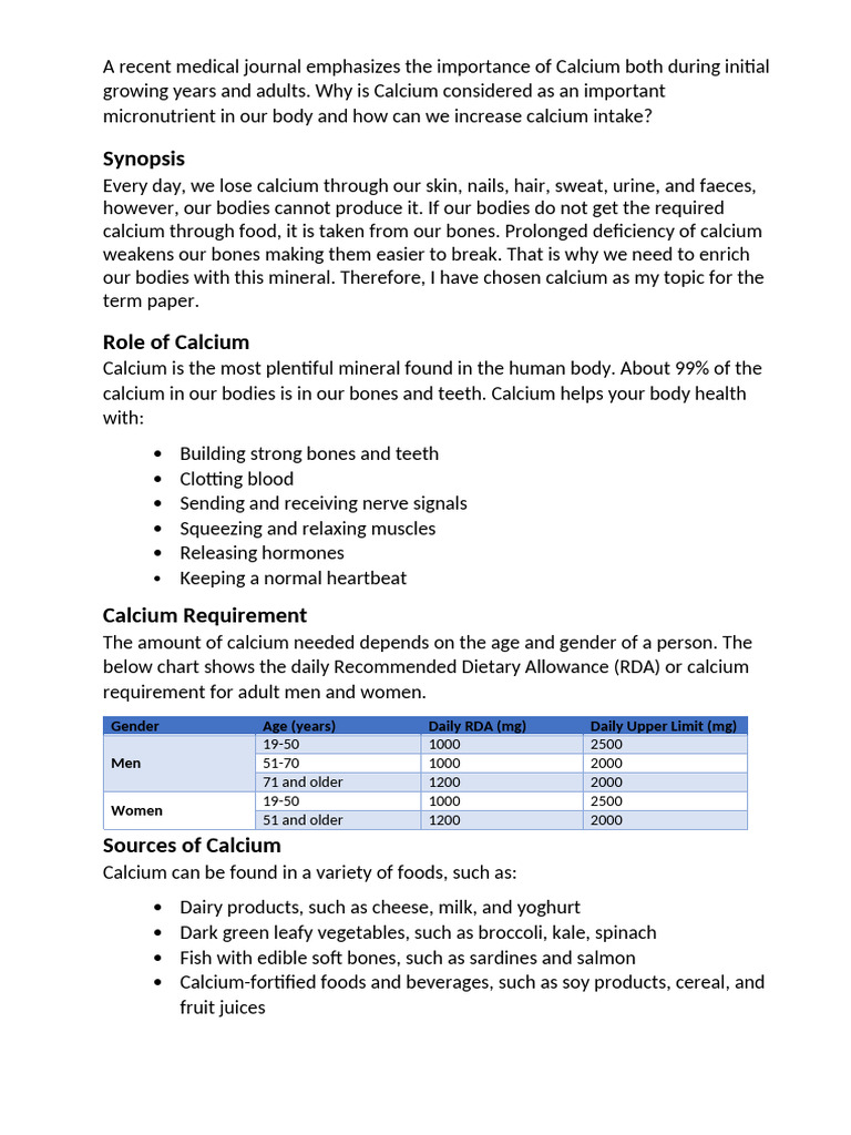 Why Is Calcium Considered As An Important Micronutrient in Our Body and How Can We Increase ...