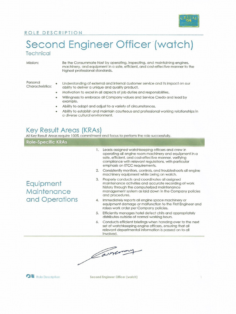 Job Description - Second Engineer Officer | PDF