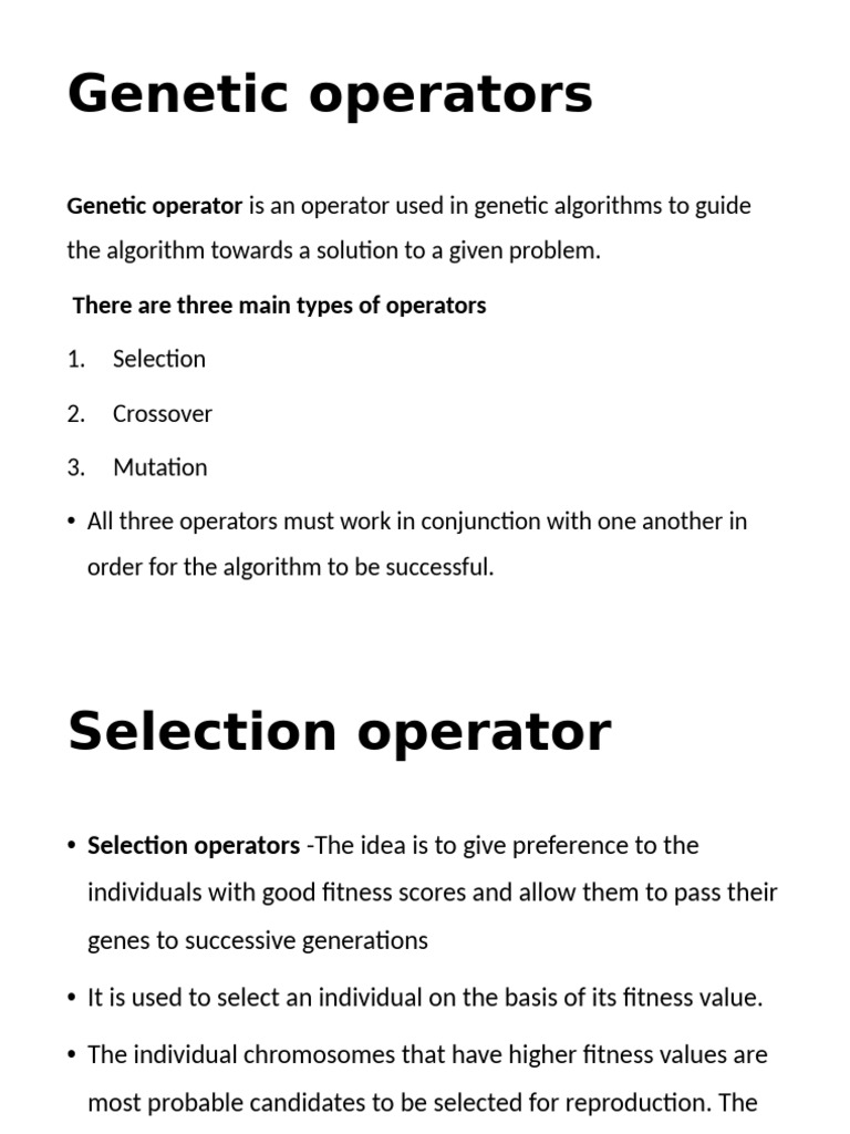 Genetic Operators | PDF
