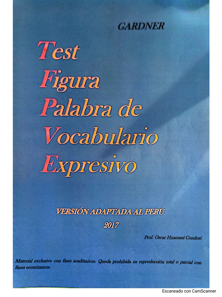 Test Figura Palabra de Vocabulario Expresivo | PDF