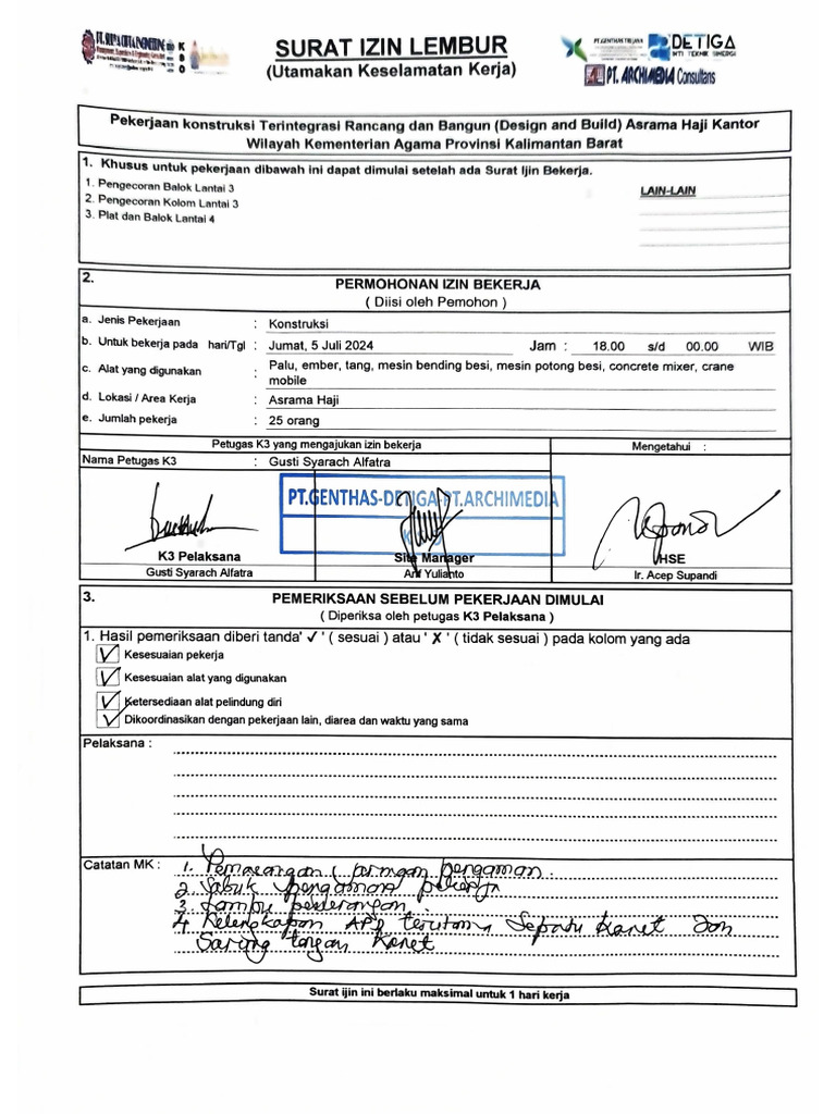 TGL 05.juli.2024 Surat Izin Lembur | PDF