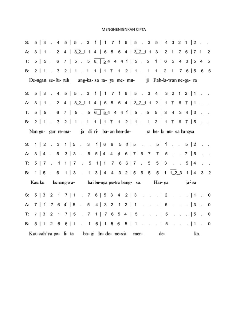 Mengheningkan Cipt Partitur | PDF