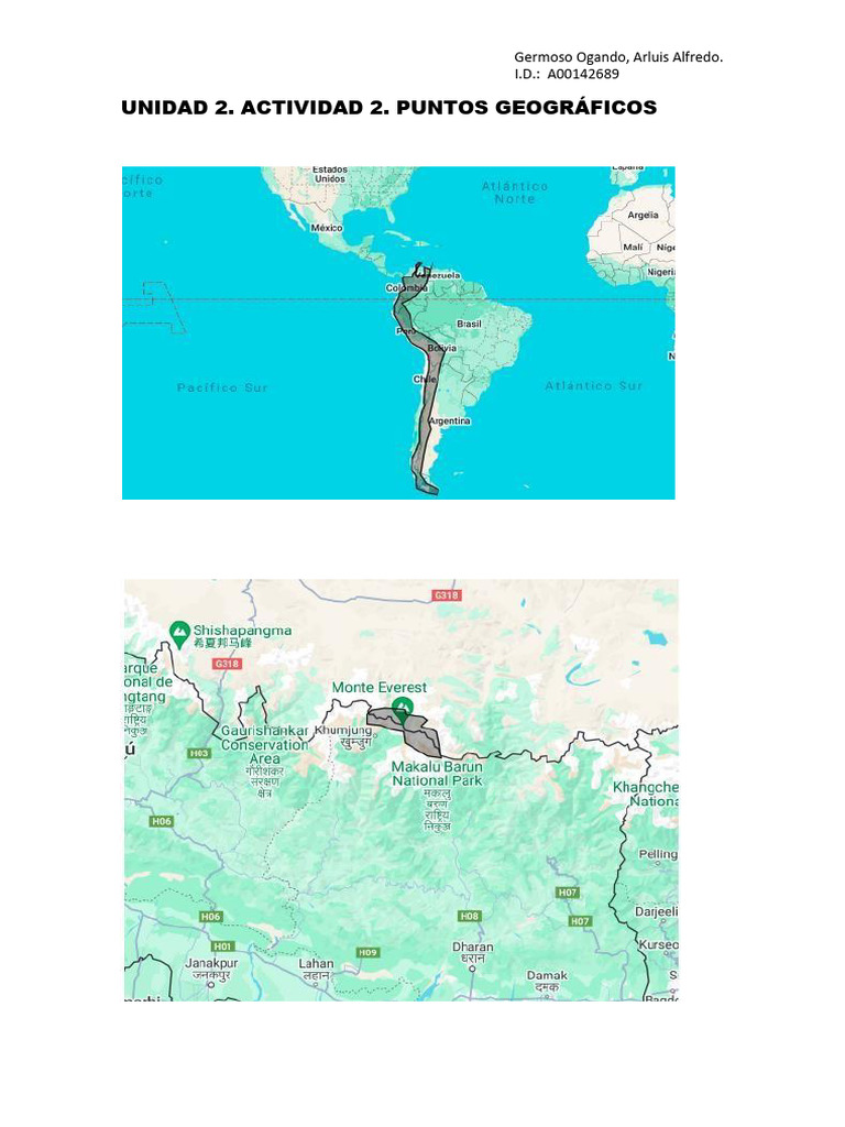 Unidad 2 Actividad 2 Puntos Geograficos. | PDF