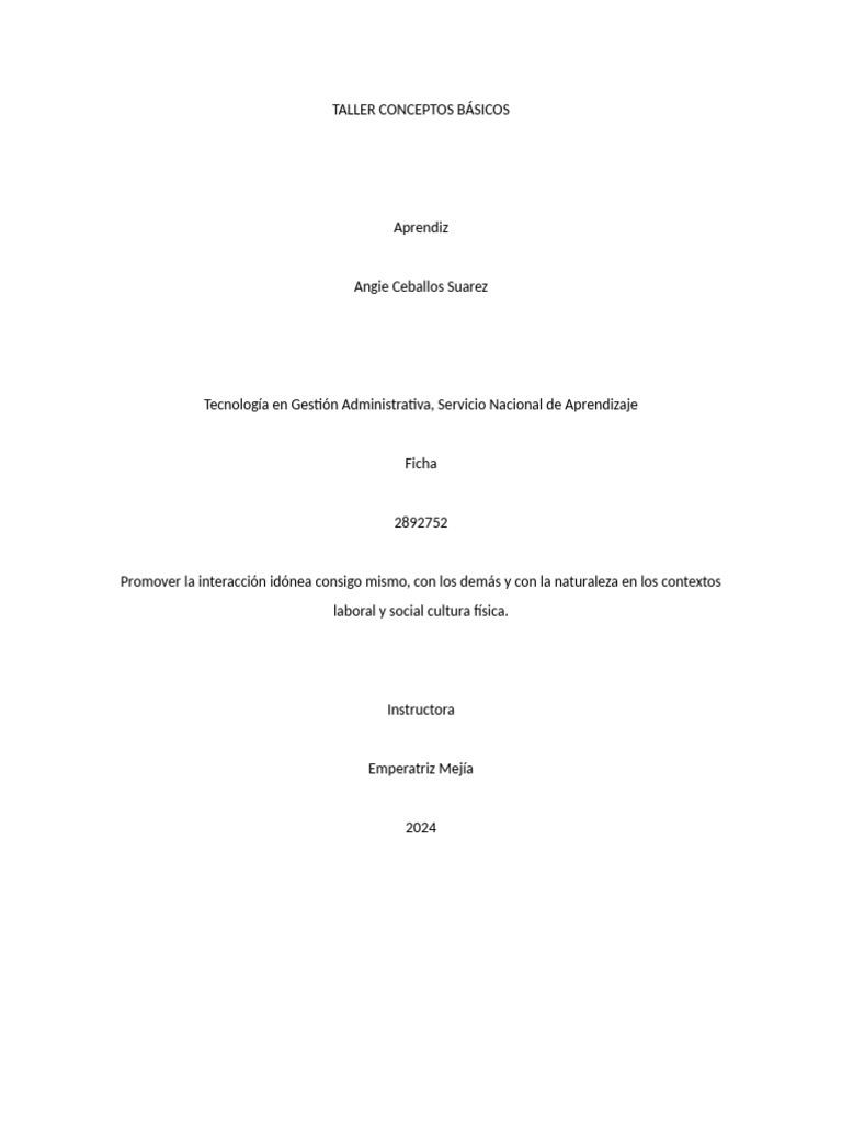 Taller Conceptos Básicos | PDF